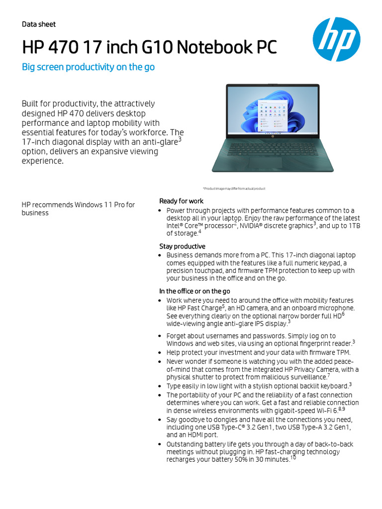 Laptop HP 470 G10 | PDF | Laptop | Graphics Processing Unit