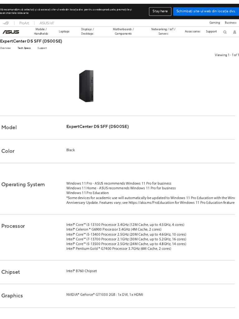 Calculator ASUS - EpertCenter D5 SFF (D500SE) | PDF | Usb | Hdmi