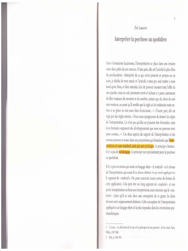 E.Laurent Interpréter La Psychose Au Quotidien | PDF