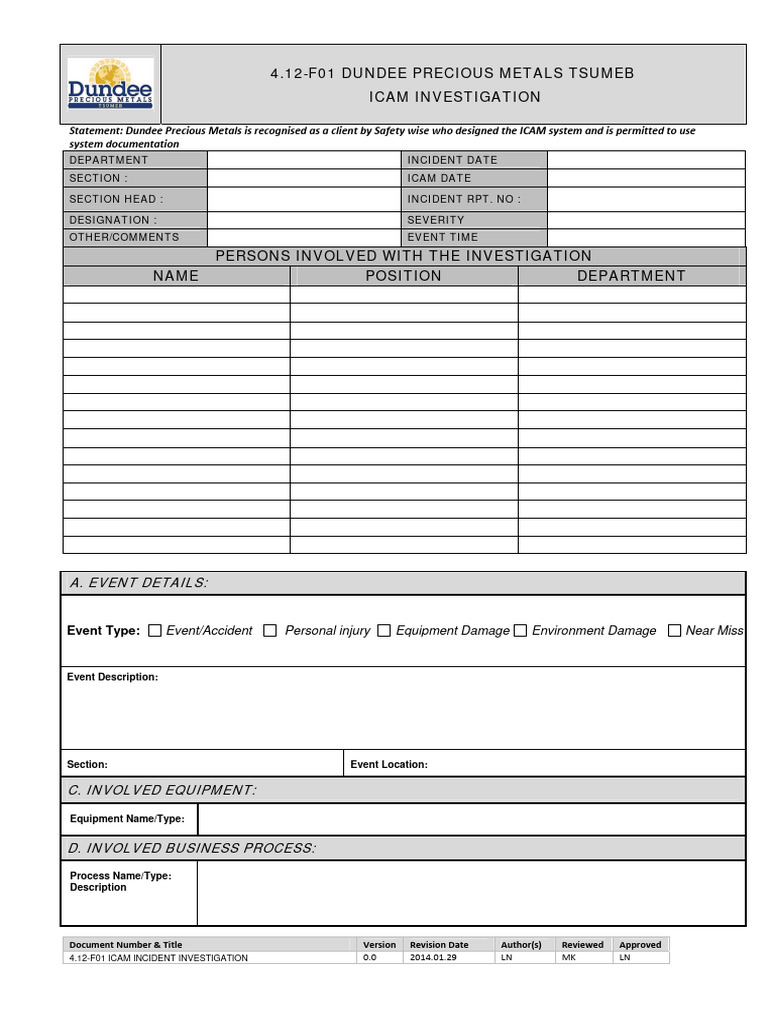 4.12-f01 Icam Incident Investigation | Download Free PDF | Personal ...
