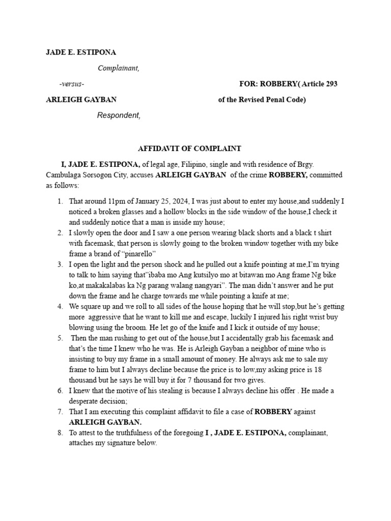 Estip Affidavit | PDF | Affidavit | Crimes