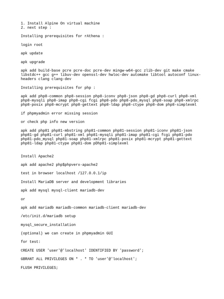 Server Ragnarok-Alpine Linux | PDF | Php | My Sql