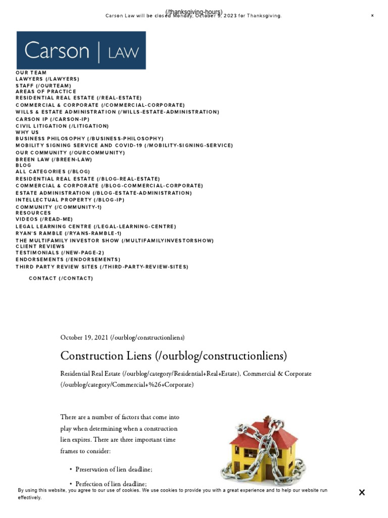 Carson Law - Construction Liens - Time Period For Preserving and ...