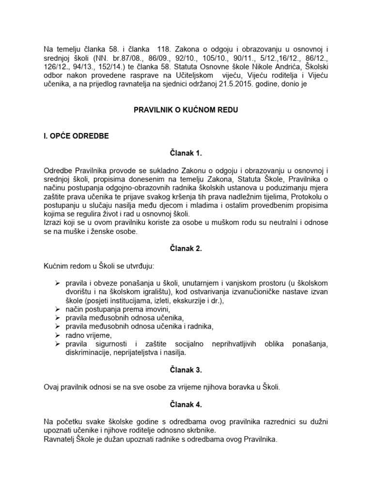 Kucni Red 2015 | PDF