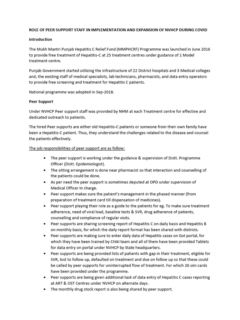 Role of Peer Support | PDF | Hepatitis C | Hepatitis