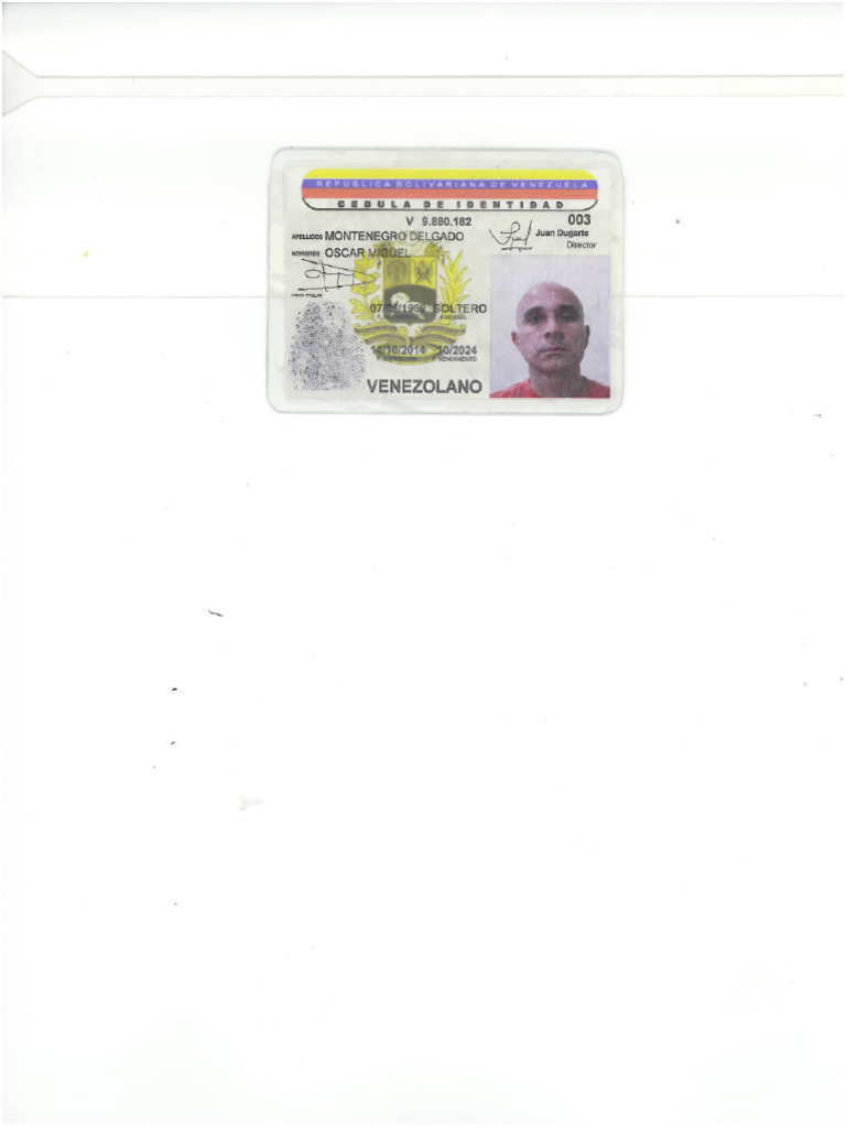 Cedula Oscar Miguel Montenegro Delgado | PDF