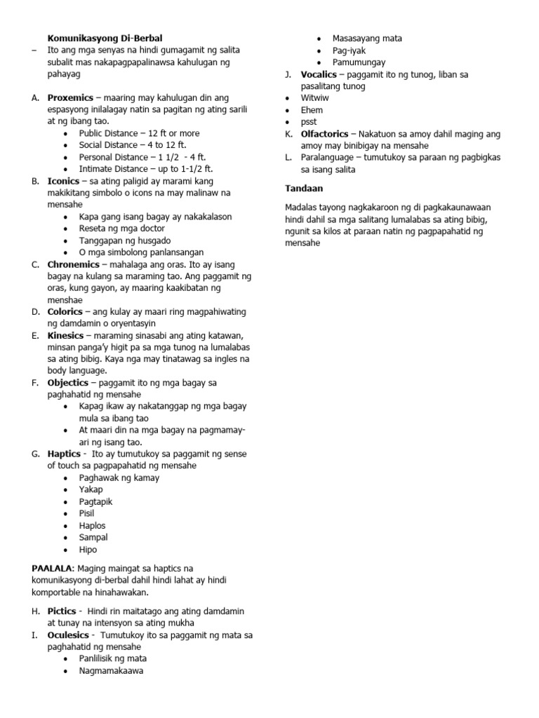 Komunikasyong Di-Berbal | PDF