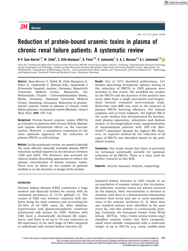 Reduction of Protein-Bound Urémica Toxina in Plasma of Chronic Renal ...