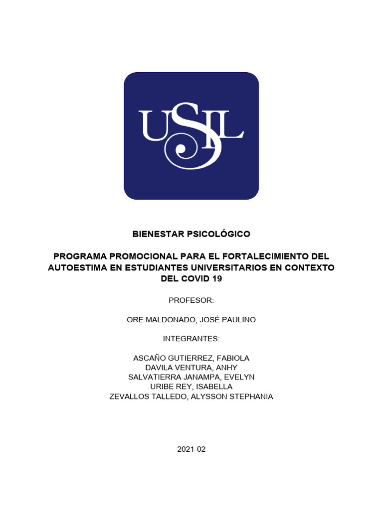 Bienestar Psicológico | PDF | Autoestima | Evaluación
