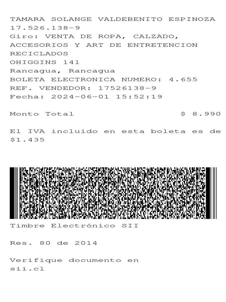 Boleta Electrónica de Venta Ropa Rancagua | PDF