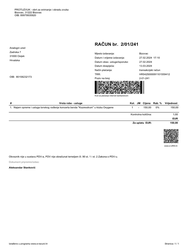 Racun - Br. - 2 01 241 1 | PDF