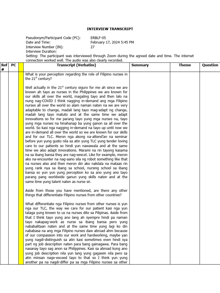 Tabrilla - Interview Transcript | PDF | Self-Improvement | Lifestyle