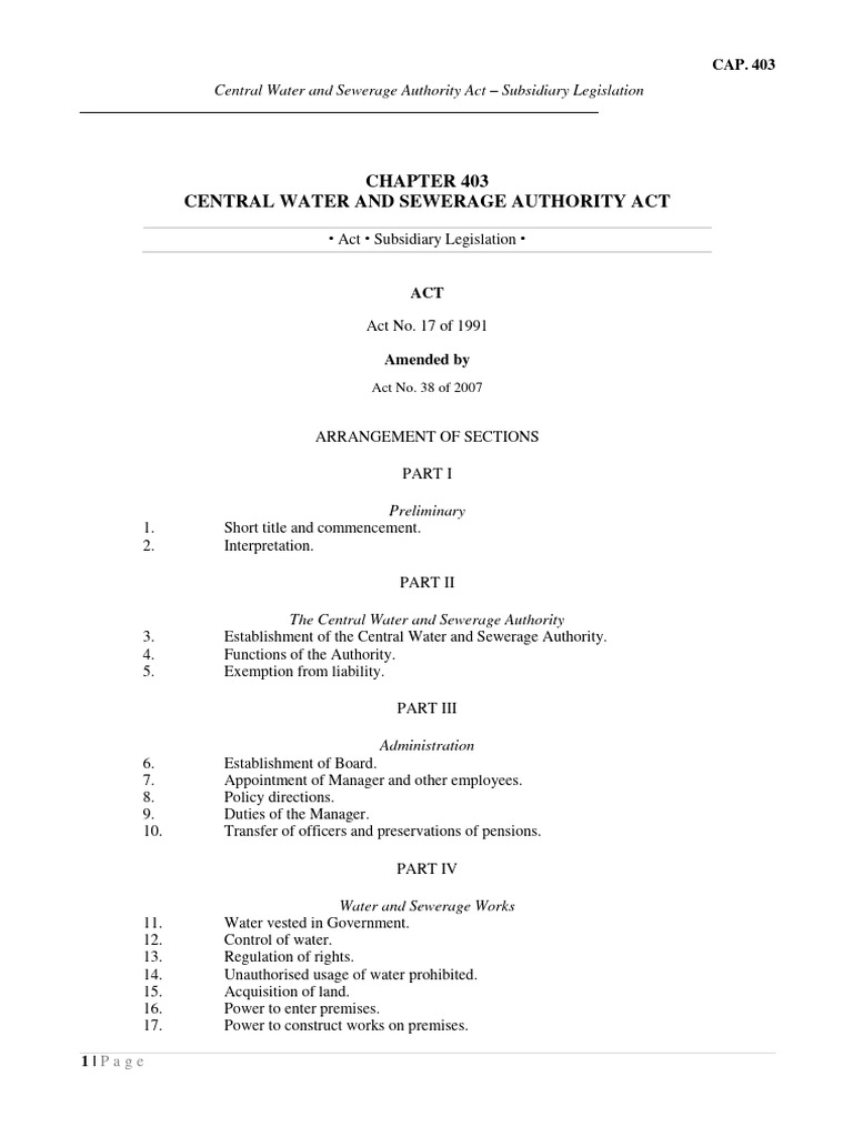 Cwsa Act 1991 2007 | PDF | Sewerage | Financial Statement