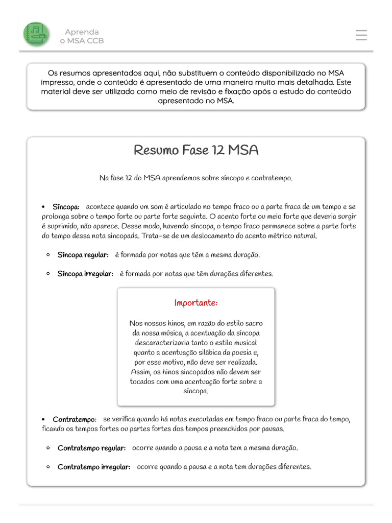 Aprenda o MSA CCB - Resumo Fase 12 | PDF | Artes Linguísticas e ...