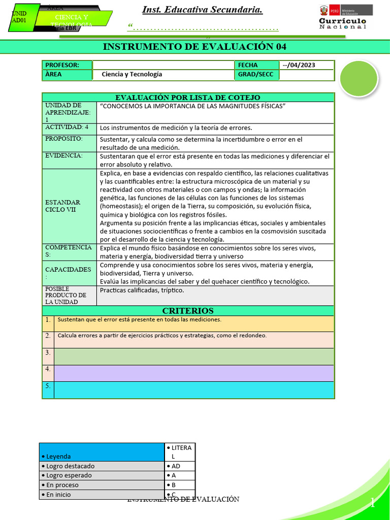 C5º LC Act 4 - Cyt-U1 | PDF | Medición | Biodiversidad