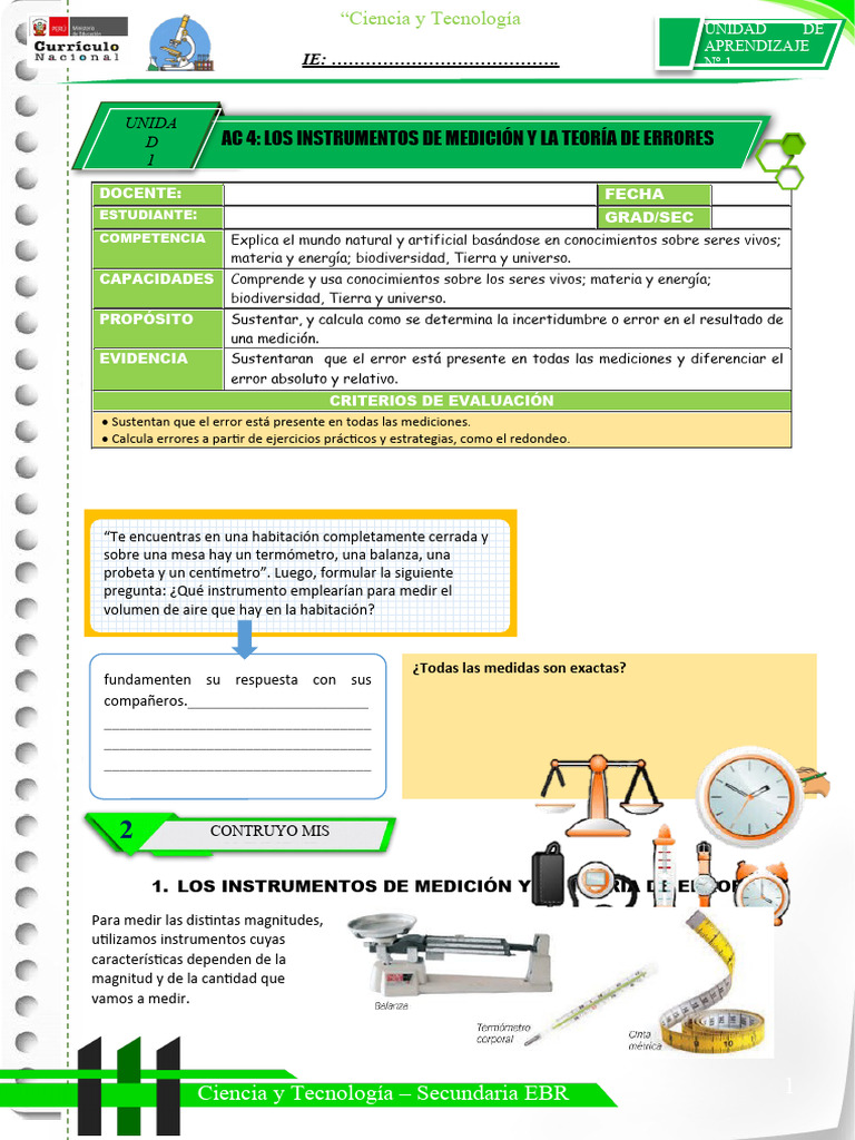 C5º ACT 4-CYT-U1 | PDF | Medición | Exactitud y precisión