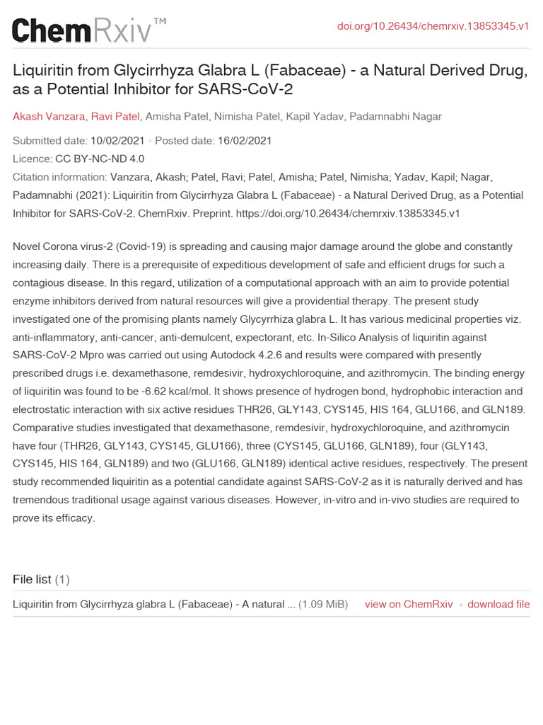 Liquiritin From Glycirrhyza Glabra L (Fabaceae) - A Natural Derived ... Liquiritin From Glycirrhyza Glabra L (Fabaceae) - A Natural Derived ...
