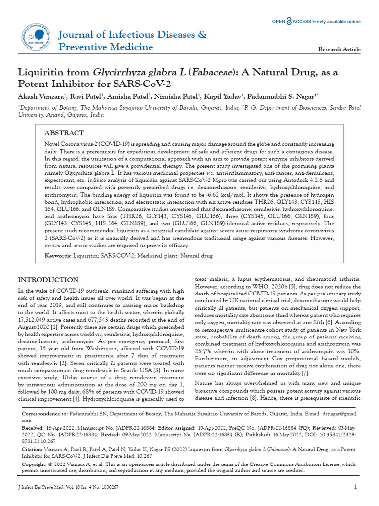 Liquiritin From Glycirrhyza Glabra L Fab | PDF | Hydrogen Bond | Biology Liquiritin From Glycirrhyza Glabra L Fab | PDF | Hydrogen Bond | Biology