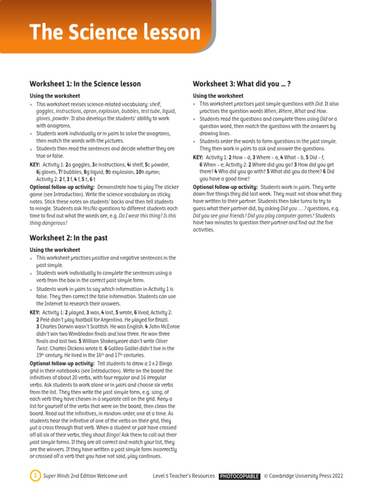 SM2ed Teacher's Resources Worksheet A L5 U0 | PDF | Linguistics