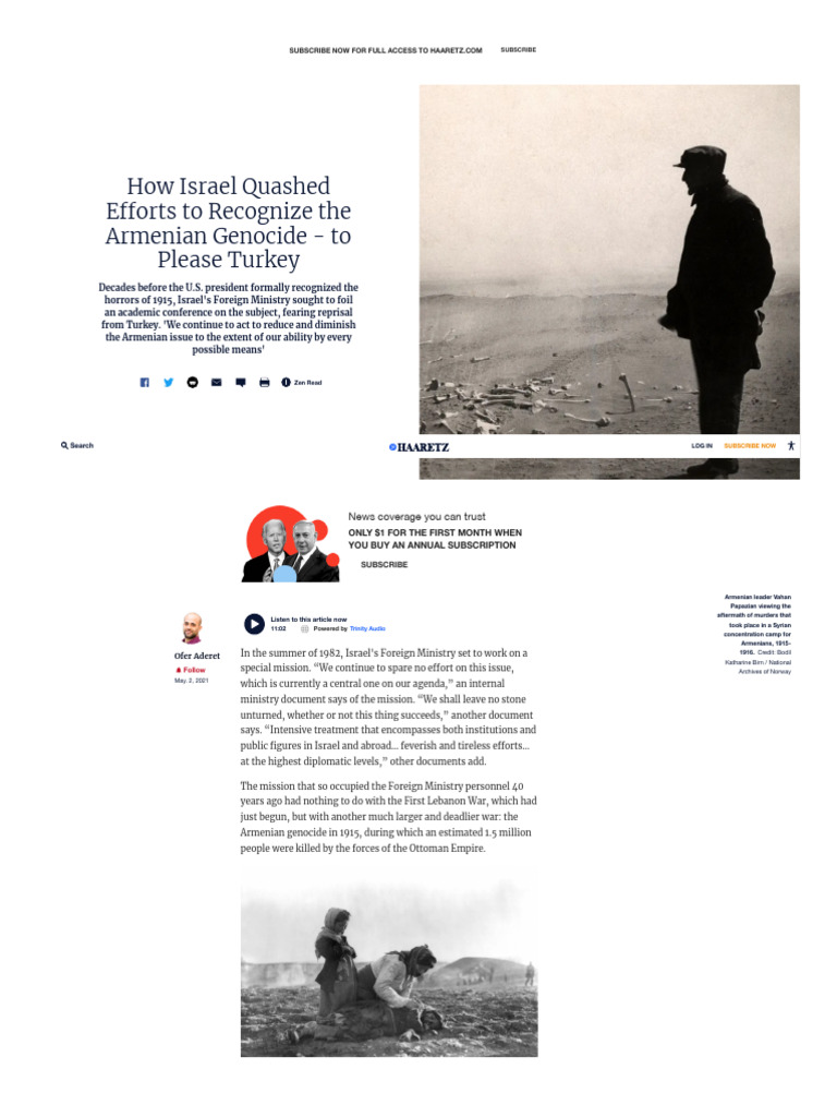Israel's Diplomatic Efforts Against Armenian Genocide Recognition | PDF ...