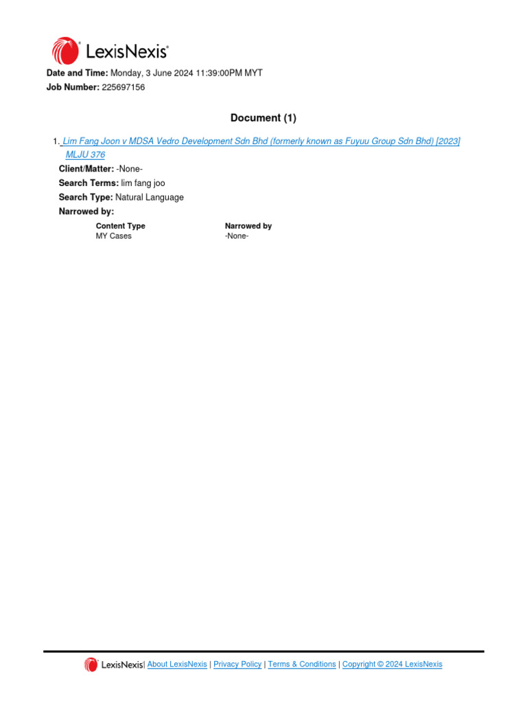 Lim Fang Joon V MDSA Vedro Development SDN BHD (Formerl | PDF ...