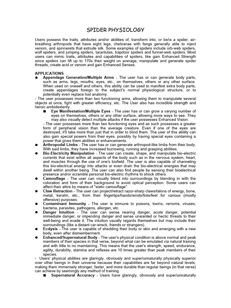 SPIDER PHYSIOLOGY | PDF | Spider | Senses