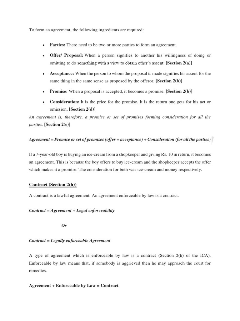 Contract 1-1 Notes | PDF | Offer And Acceptance | Consideration