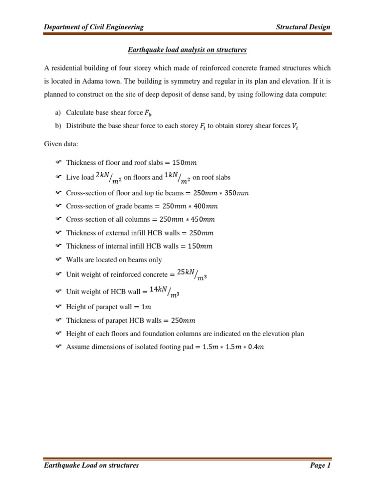 Earthquake Load On Structures | PDF | Column | Earthquake Engineering