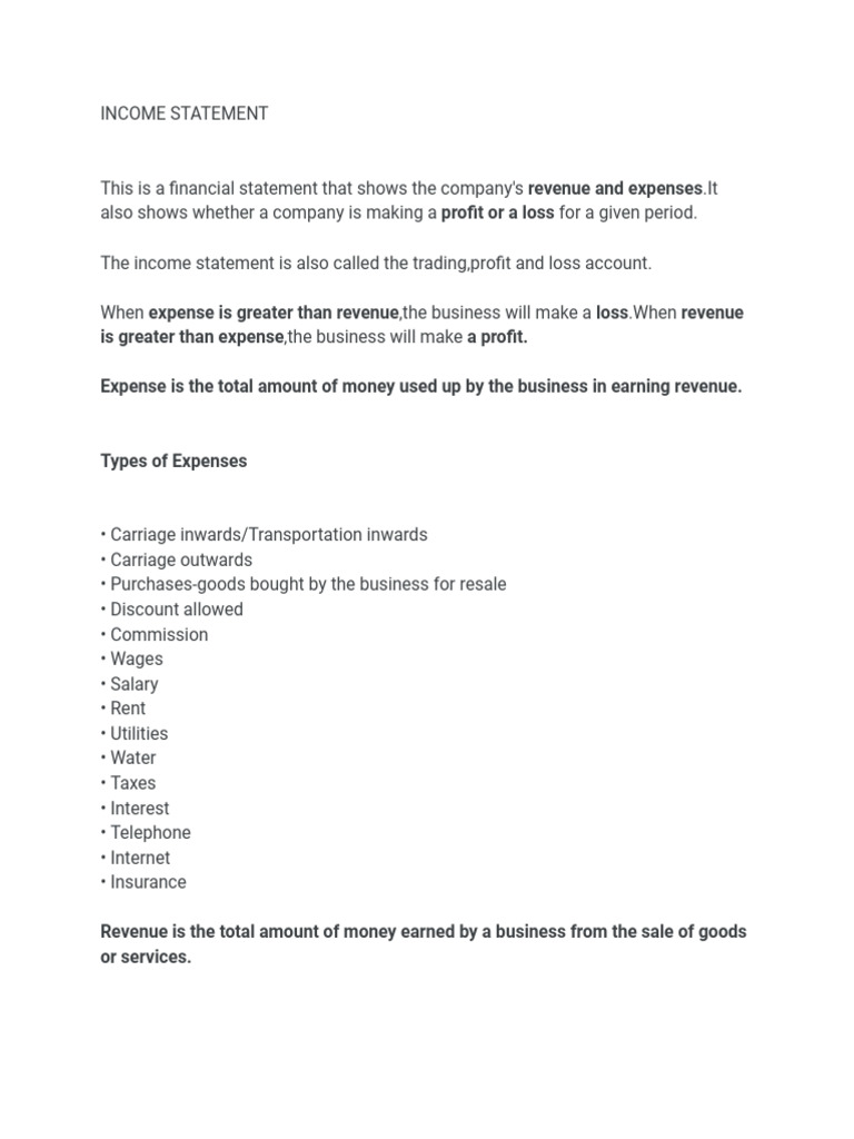 Income Statement Overview | PDF