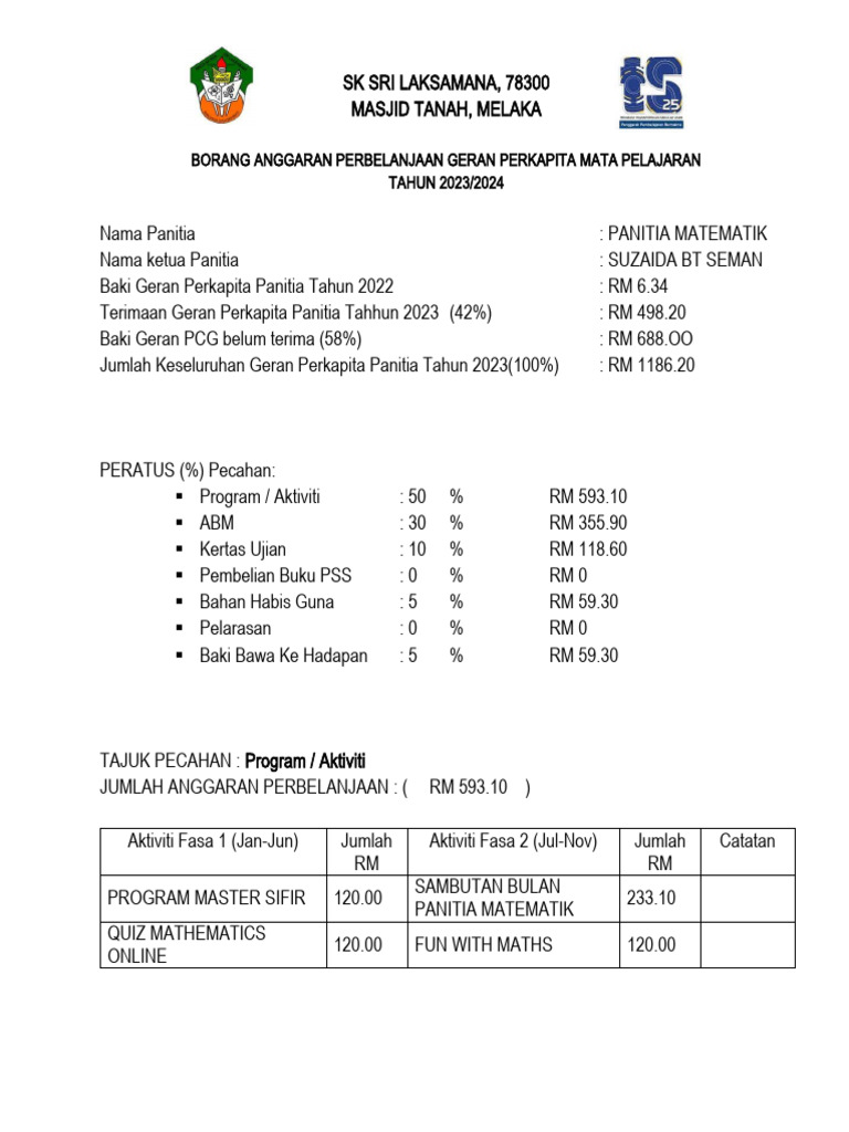 PCG SKSL Panitia Matematik 2023 | PDF