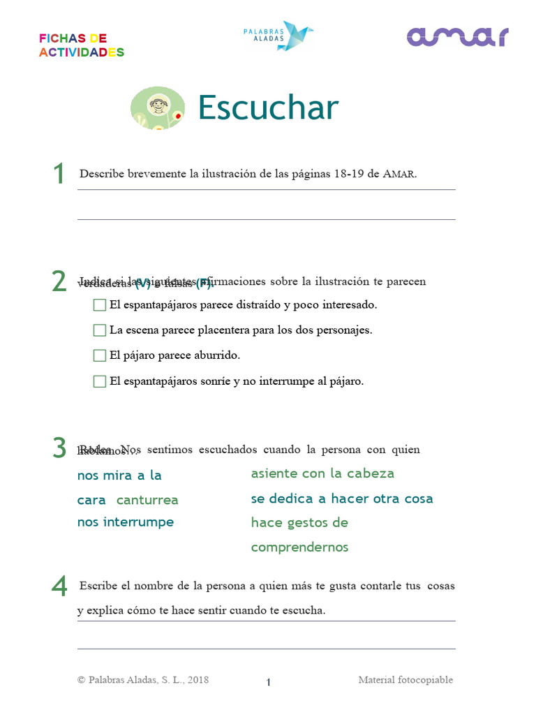 Amar Ficha 05 Escuchar | PDF