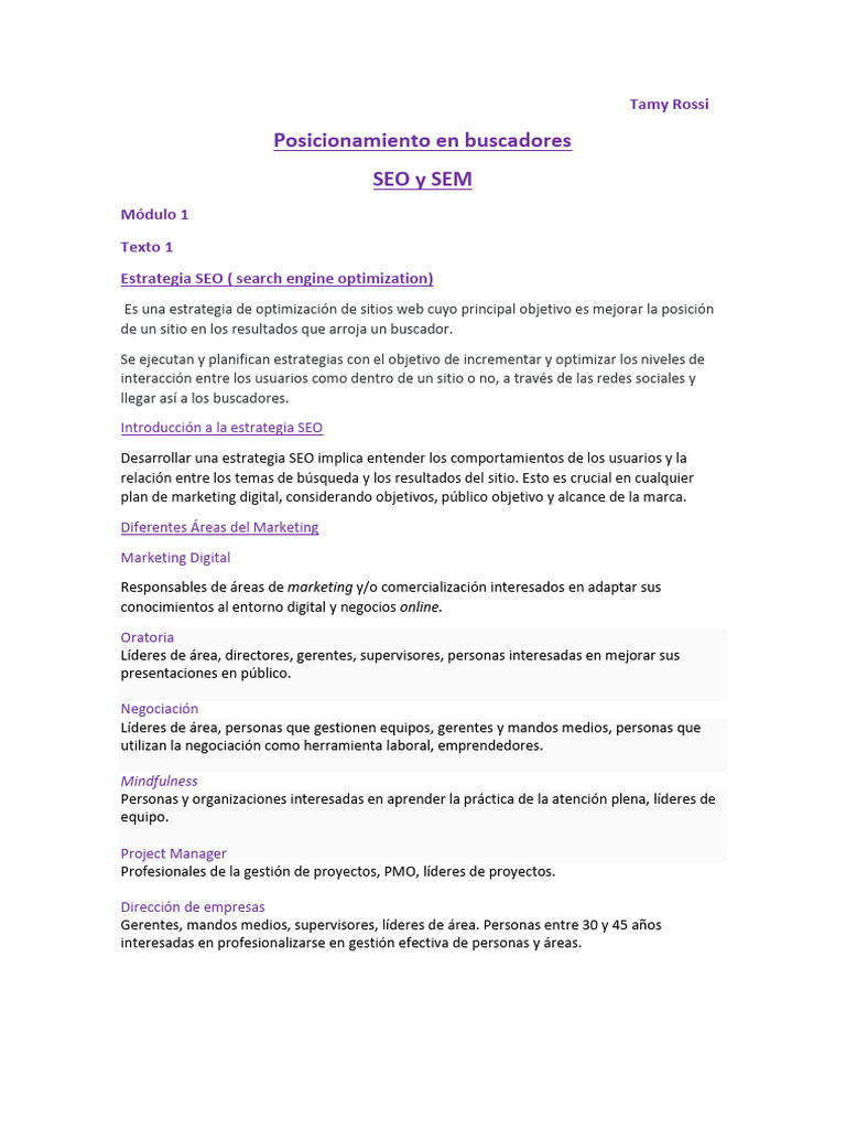 SEO y Sem Mod. 1 y 2 Completo | PDF | Posicionamiento en buscadores | HTML