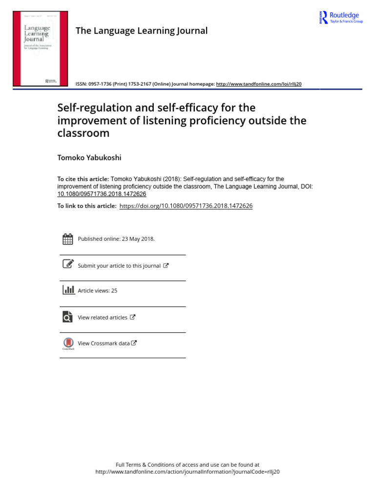 Self-Regulation in EFL Listening Skills | PDF | Self Efficacy ...