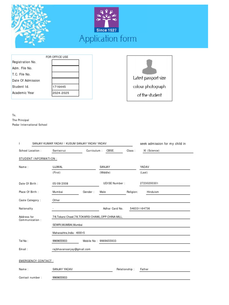 ApplicationForm 1716445 | PDF
