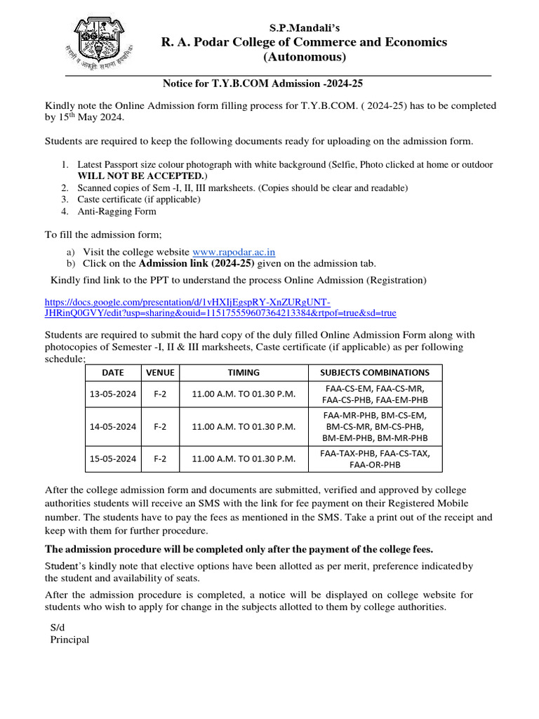 Admission Notice 24-25 | PDF