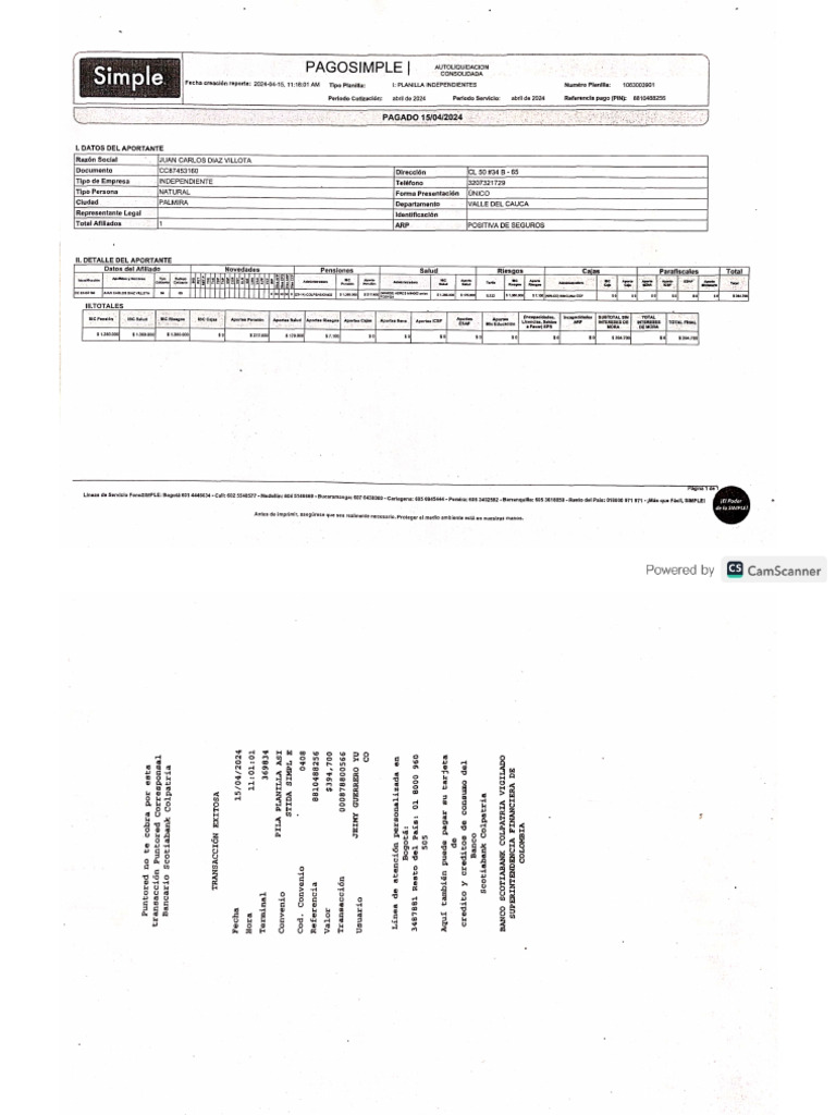 Planilla Simple Juan Carlos Diaz Mayo 2024 | PDF