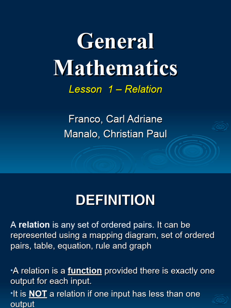 Understanding Relations in Mathematics | PDF | Teaching Methods & Materials