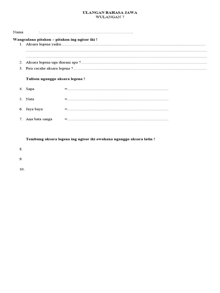 Uh Jawa Wulangan 7 | PDF