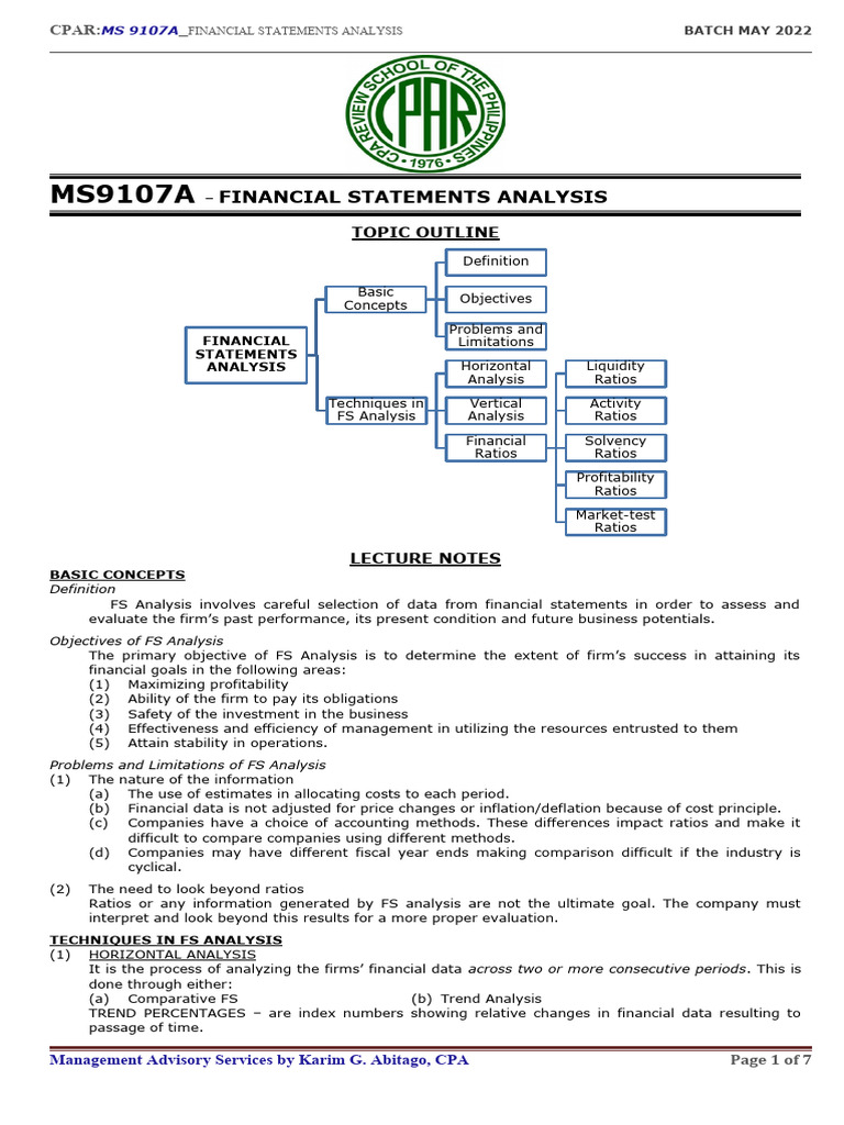 Ms9107a - Financial Statements Analysis | PDF | Equity (Finance) | Dividend
