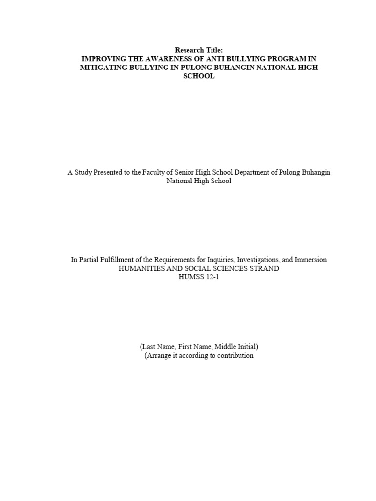 Title Page | PDF | Bullying | Social Psychology