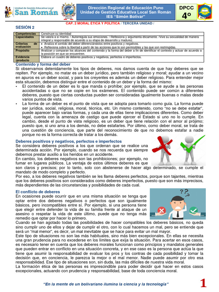 Ses 2 Unid 3 DPCC 4to 2024 | PDF | Moralidad | Libertad