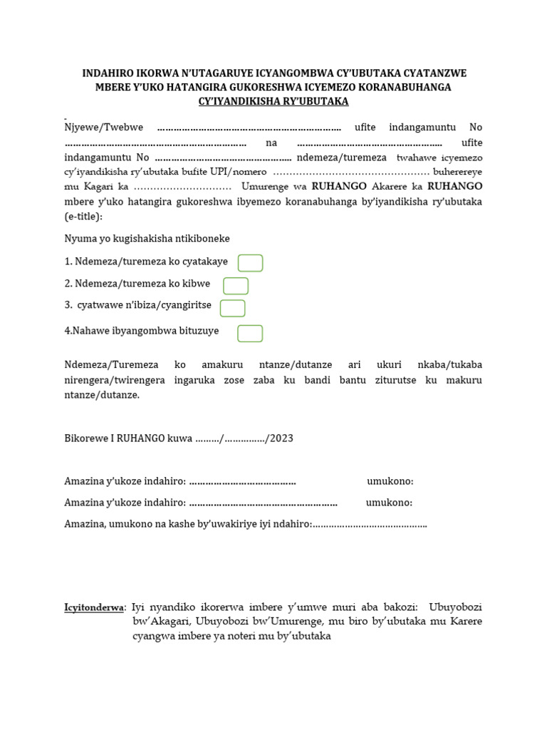 Indahiro Igaragaza Impamvu Yo Kutagarura Icyangombwa Cy'ubutaka-1 | PDF