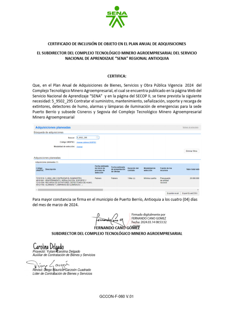 Certificado de Inclusioon en El Paa - 2024 | PDF
