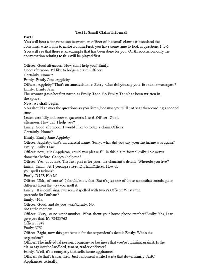 Edited Transcript 1 - Small Claim Tribunal | PDF | Money | Currency