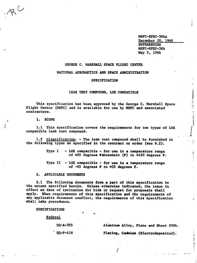 MSFC-SPEC-384 Leak Test | PDF | Computing