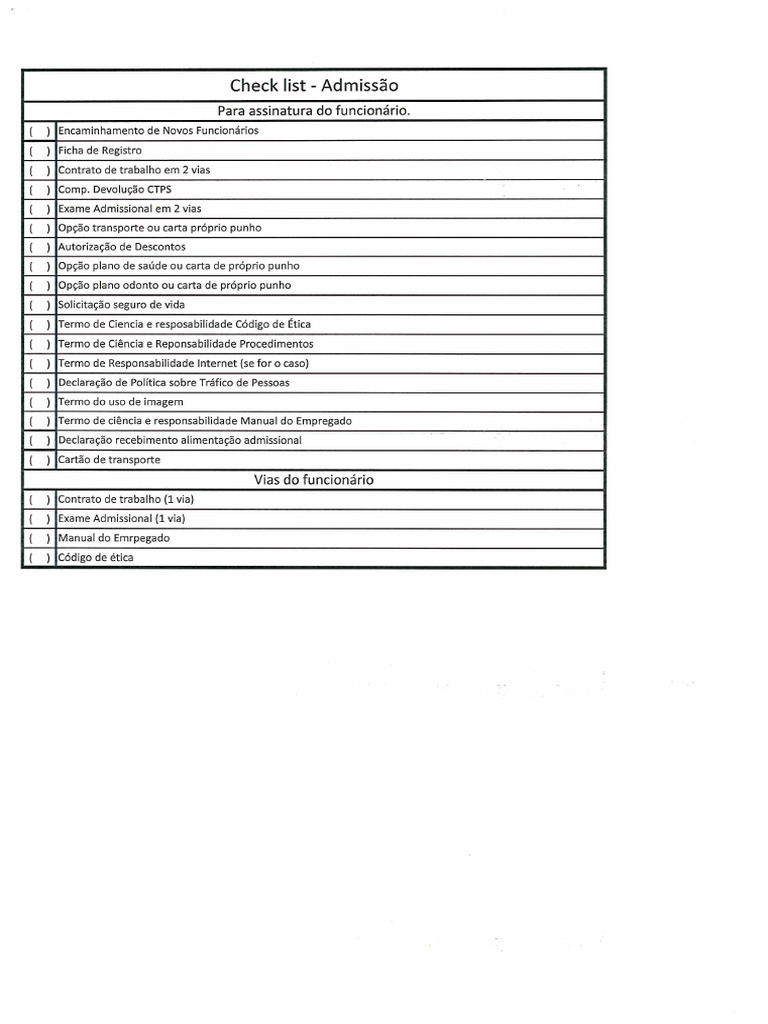 0 Checklist + Documentos Ok | PDF | Salário | Ensino médio