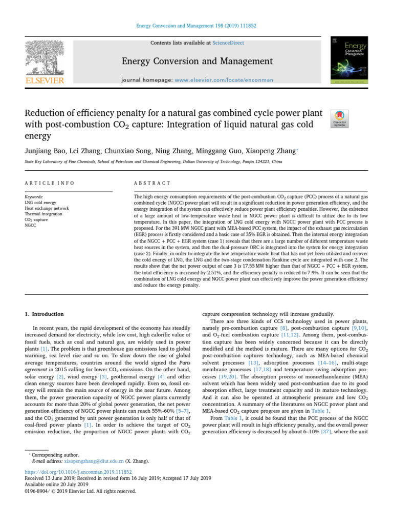 Reduction of Efficiency Penalty For A Natural Gas Combined Cycle Power ...