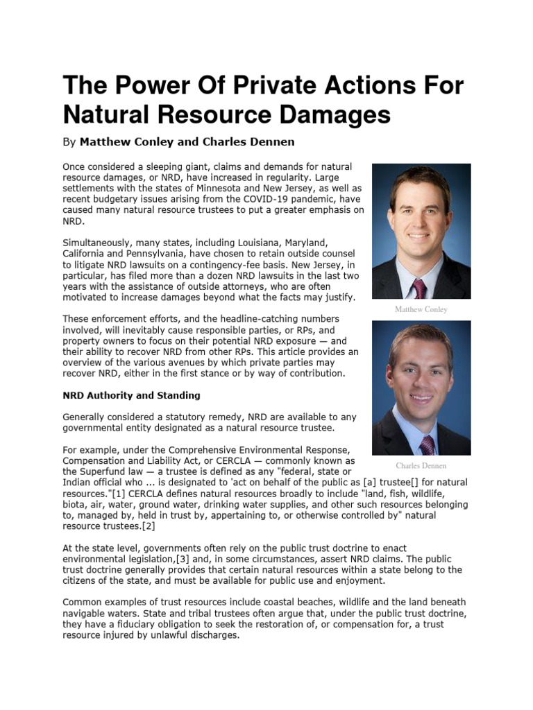 Law360 The Power of Private Actions For Natural Resource Damages | PDF ...