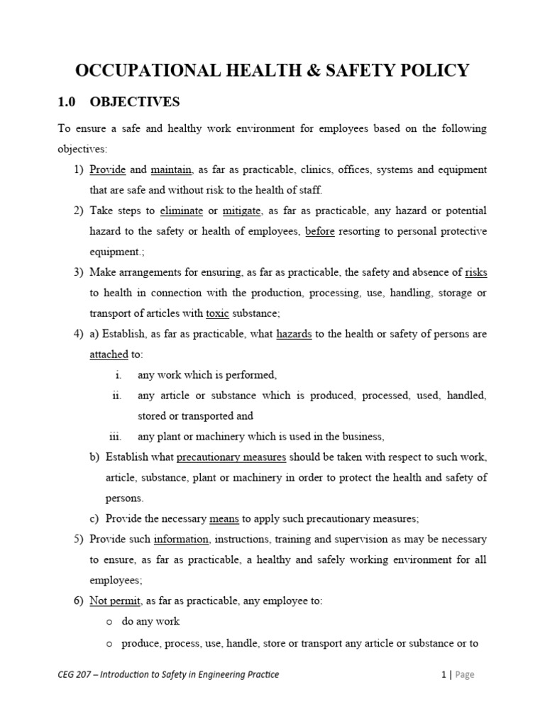 06 OCCUPATIONAL HEALTH POLICY | Download Free PDF | First Aid ...