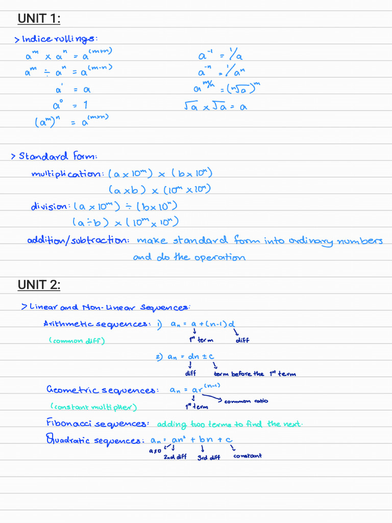 Math Formula Sheet - TERM 2 | PDF